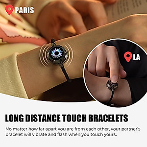 TOTWOO Long Distance Touch Bracelets for Couples-Candy Collection, Vibration & Light up for Love -Pair of Couples Bracelets |Unique Long Distance Relationship Gifts for Girlfriend