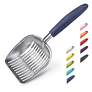 WePet Cat Litter Scoop, Aluminum Alloy Sifter, Kitty Metal Scooper, Deep Shovel, Long Handle, Poop Sifting, Kitten Pooper Lifter, Durable, Heavy Duty, for Litter box