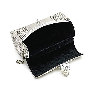Trend Overseas women gift bridal bag Brass Metal Clutch Sling Bag Indian Ethnic Antique clutch (Silver)