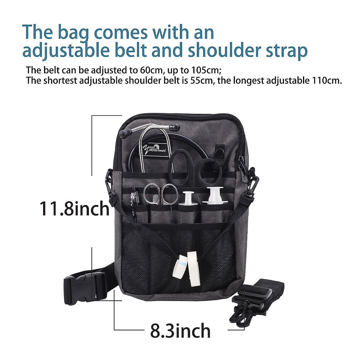 YOURUIMEI Nurse Belt Organizer Pouch,Medical Fanny Pack for Nurses,Nurse Fanny Pack with Stethoscope Holder(YRHS-KB-Grey)