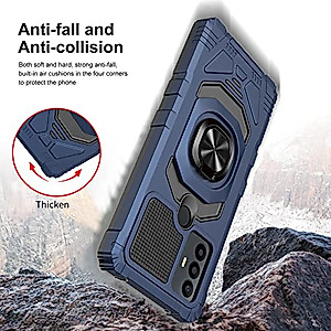 Ailiber Case for TCL 30 SE, TCL 30 SE Phone Case with Screen Protector, Ring Kickstand for Magnetic Car Mount Military Grade, Heavy Duty Shockproof Protective Cover for TCL TCL 30E/30 SE 6.52”-Blue