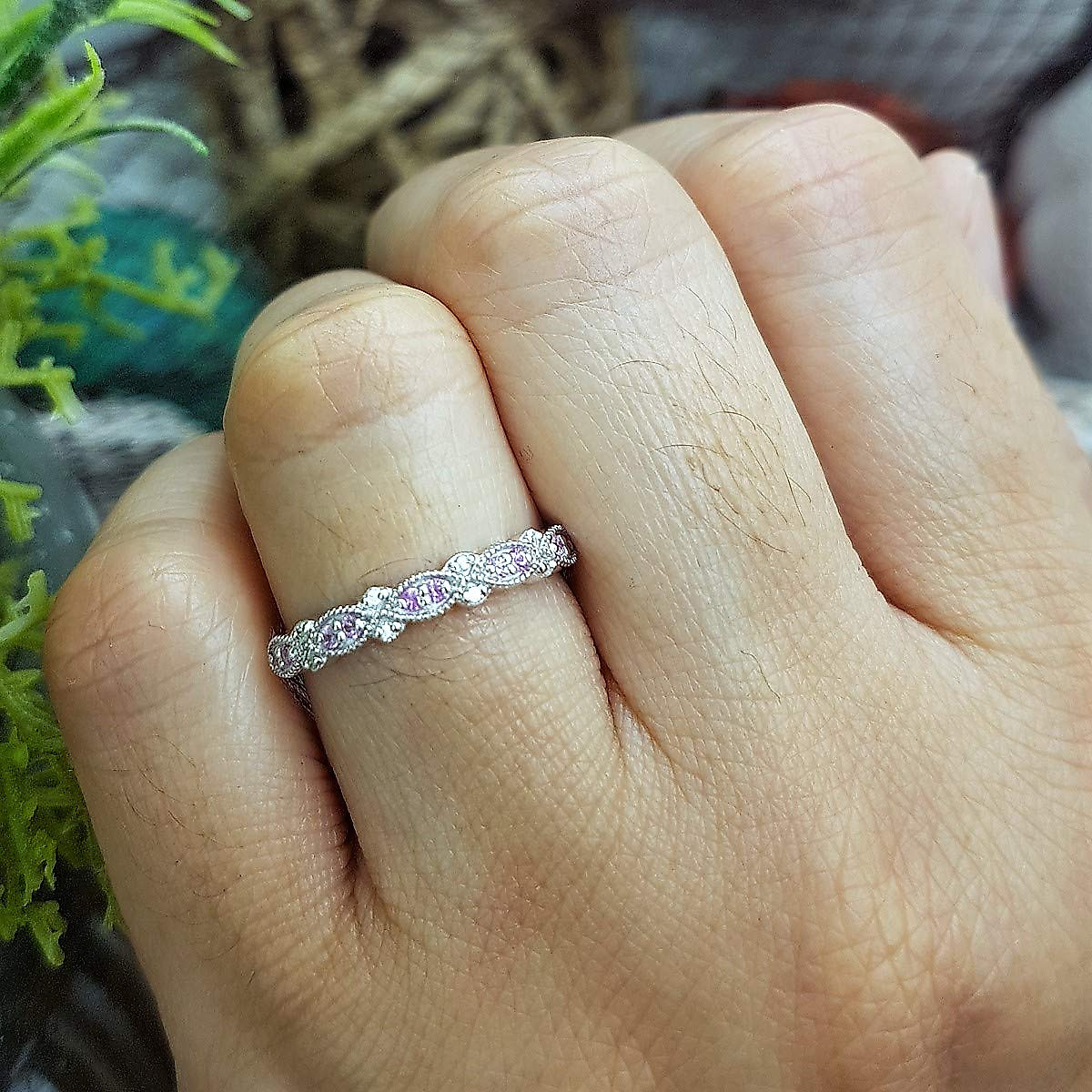 Dazzlingrock Collection Round Ruby & White Diamond Marquise Miligrain Ring for Women in 925 Sterling Silver Size 6