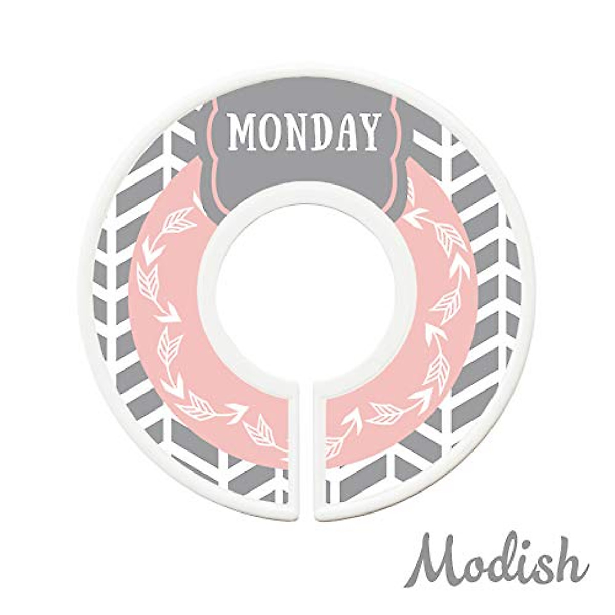 Modish Labels, Weekly Clothes Organizer, Days of the Week Closet Organizer System, Daily Closet Organizer, Closet Dividers, School Clothes Dividers (Pink Arrows)