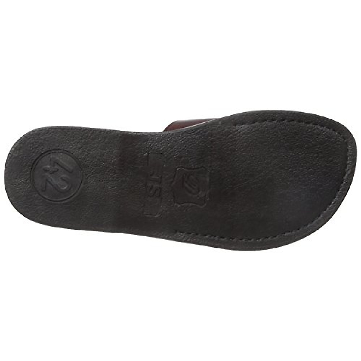 Bashan - Leather Wide Strap Slide Sandal - Brown