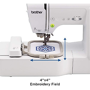 Brother SE600 Sewing and Embroidery Machine, 80 Designs, 103 Built-In Stitches, Computerized, 4" x 4" Hoop Area, 3.2" LCD Touchscreen Display, 7 Included Feet