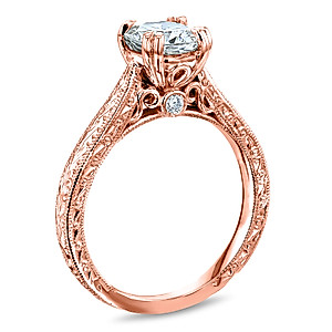 Kobelli Antique Style Moissanite Engagement Ring 1 CTW in 14k Rose Gold, Size 7, Rose Gold