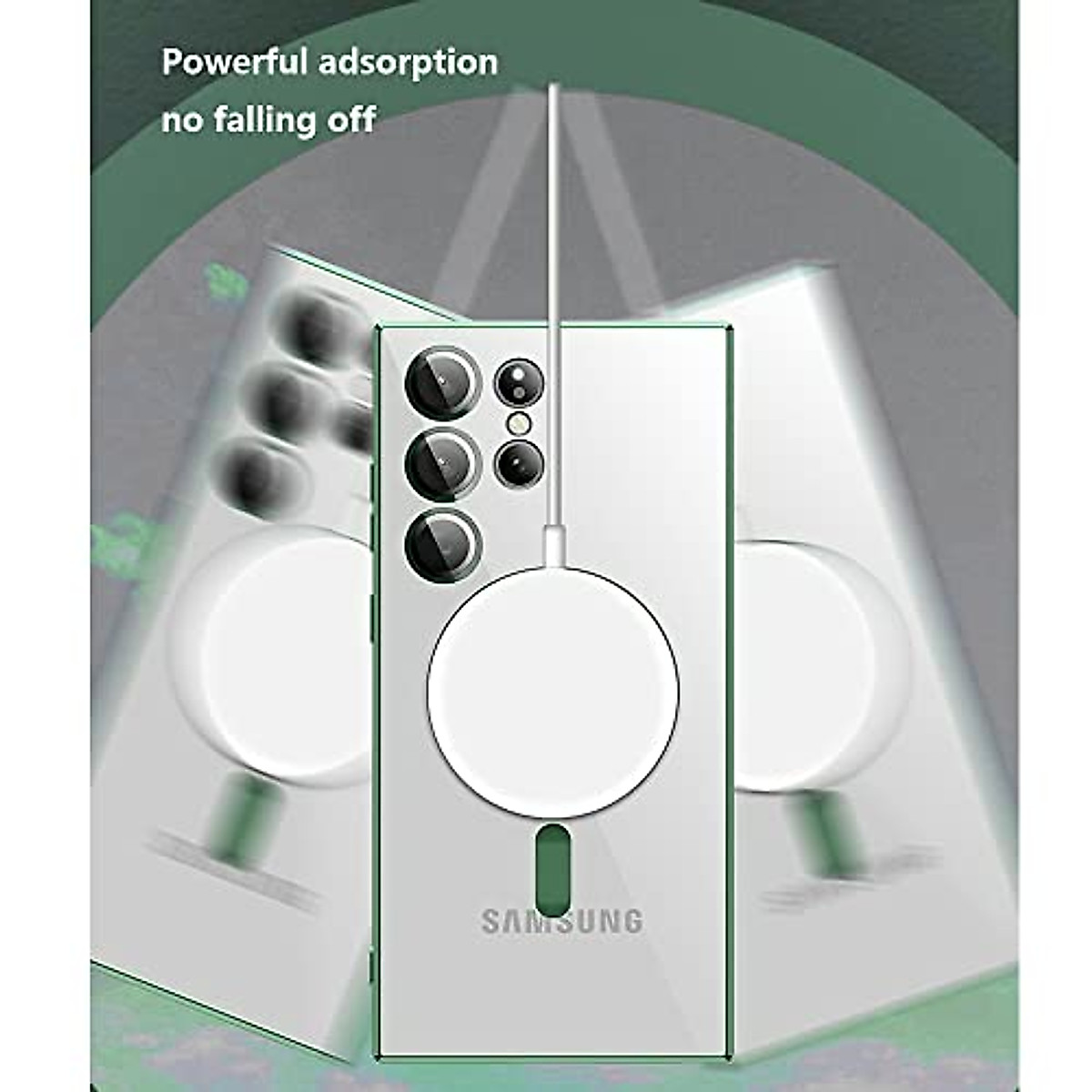 LZGHOYF Galaxy S23 Ultra Case, Clear Case for Samsung Galaxy S23 Ultra Built-in Camera Lens Protector Magnetic Case Compatible with MagSafe Elegant Protection Case Cover - Gold