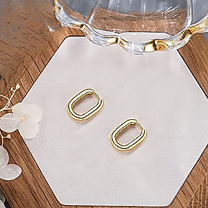 925 U Shape Hoop Earrings, Paperclip Link Chain Jewelry, Small Huggie Earrings for Women Gold