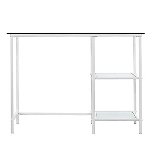 SEI Furniture Layton Metal/Glass Student Desk, White