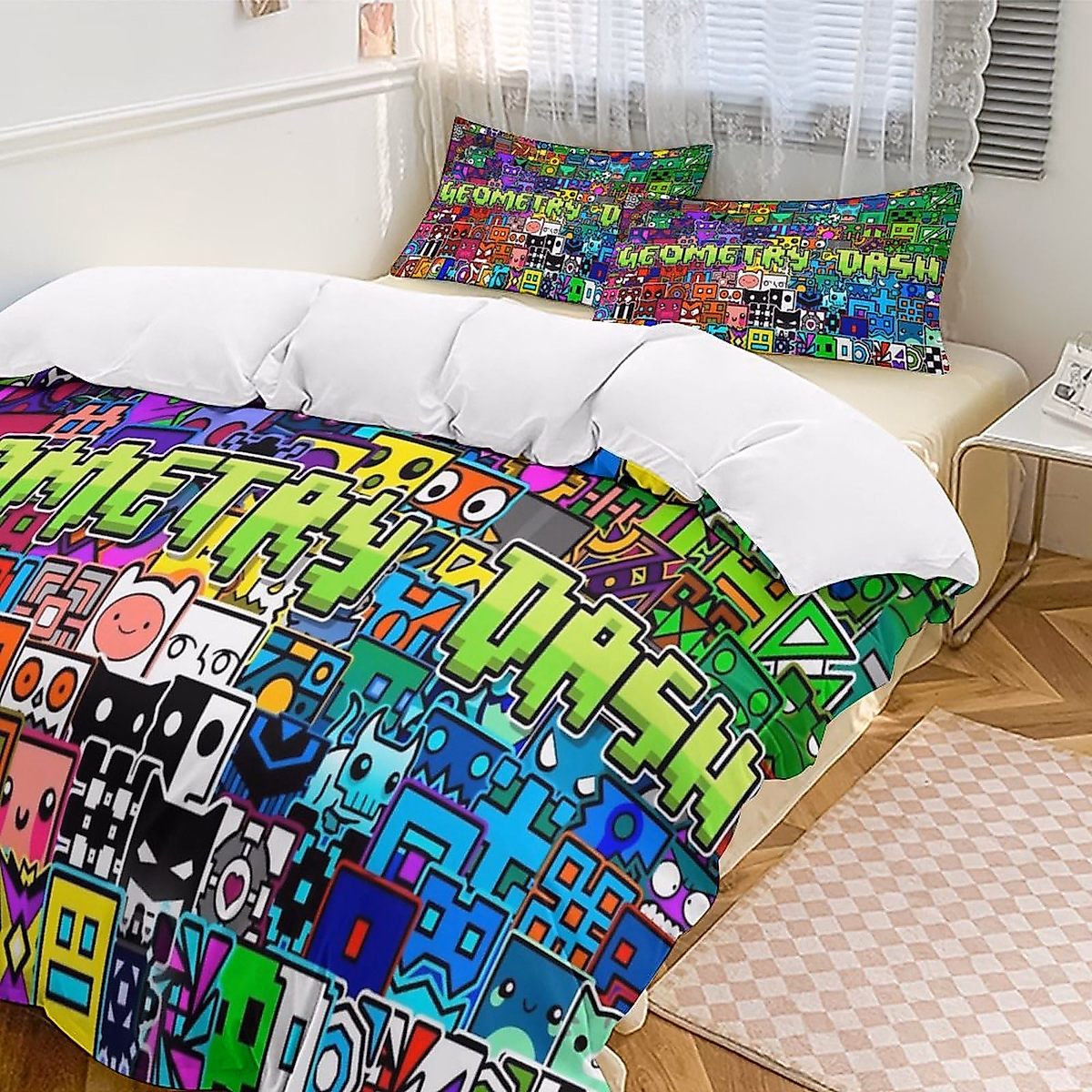 gscm Geo_metry Da_sh 3 Pieces Bedding Sets 79"x90" Comforter Cover Sets 1 Duvet Cover and 2 Pillow Cases for Home Bedroom