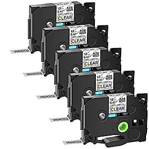 GREENCYCLE Compatible for Brother P Touch TZ TZe-131L1 Starry Laminated Glitter Rainbow Bling AZE Label Tape Black on Clear 1/2" 12mm use in PTD210 PT-H100 PTH110 PT-D400AD PTD600 PT-1290, 12 Pack