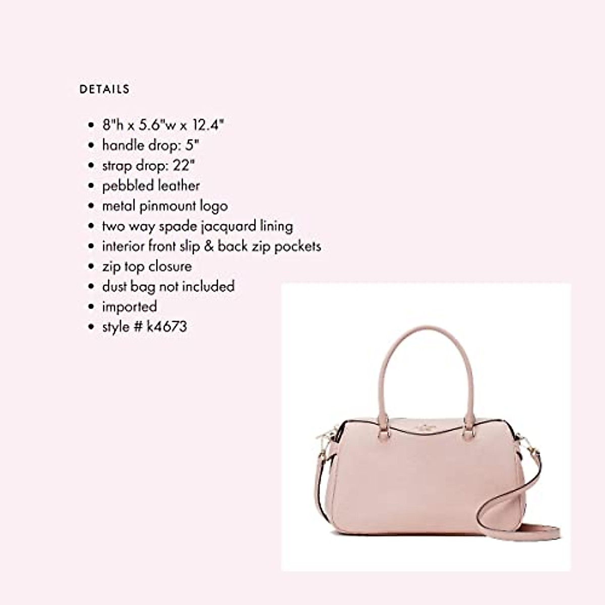 Kate Spade New York Mimi Pebbled Leather Satchel (Rose Smoke)
