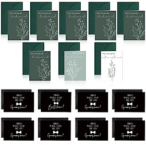 Tatuo 32 Pcs Will You Be My Bridesmaid/Groomsman Cards with Envelopes Watercolor Greenery Floral Bridal Proposal Maid of Honor Matron of Honor Best Man Invited Favor for Wedding Bridal Shower