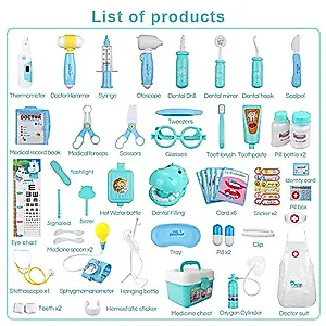 MCFANCE Toy Doctor Kits 48Pcs Pretend Play Doctor Kit Toys Stethoscope Medical Kit Imagination Play for Kids 3 Years