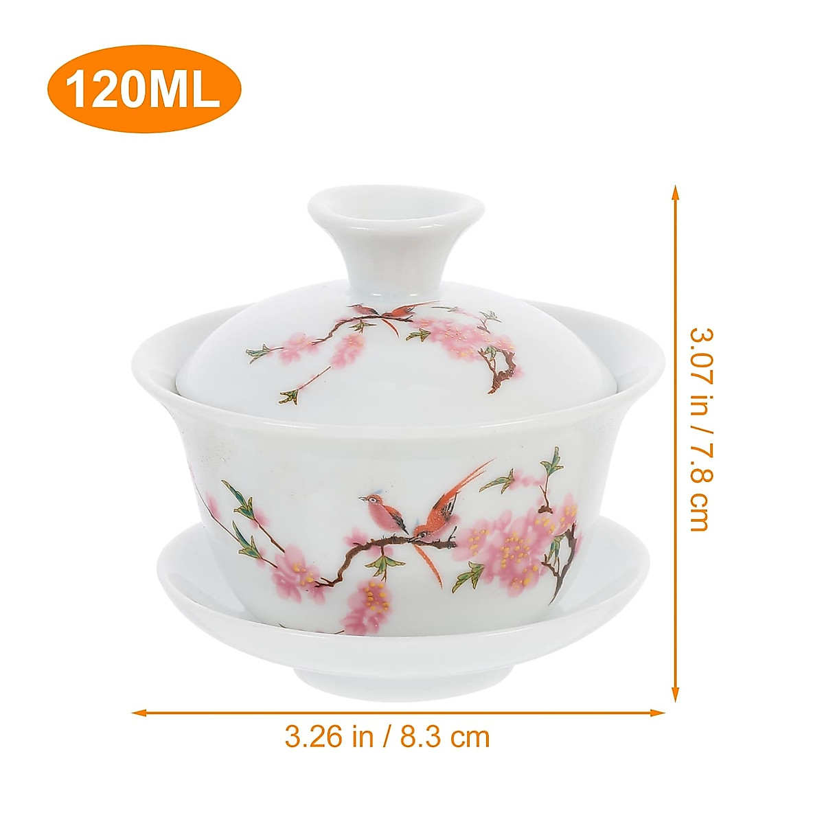 BESPORTBLE Gaiwan Tea Cup Kung Fu Tea Service Set Gong Fu Teacup with Lid and Saucer Chinese Style Ceramic Gaiwan Flower Tradition Sancai Tea Cup Bowl Gift