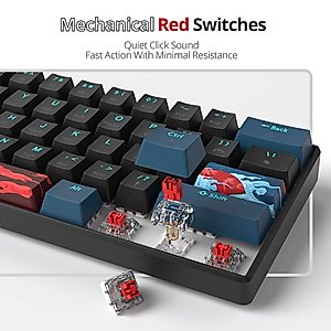 Mosptnspg Protable 60% Percent Gaming Keyboard Mechanical, Mini Compact RGB Backlit 61 Keys Wired Office Keyboard with Red Switch for Mac/Win (Monstor Black/red Switch 61)