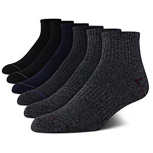 Nautica Men's Performance Quarter Socks with Cushioned Comfort (6 Pack), Size 6-12.5, Navy/Gray