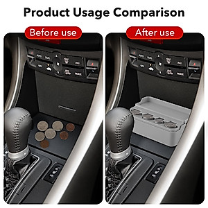 SINGARO Coin Holder for Car, Coin Change Organizer Compatible with Coins of Different Sizes, Dash-Mounted Holder Suitable for Most Cars, Trucks(Gray)