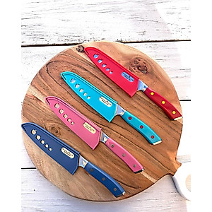 Cooking with Kids - Junior Chef's Knife for Kids (CRIMSON) - Full Tang, Tapered Demi-Bolster Design, High Performance German Stainless Steel: Real Cooking Tools for Children…