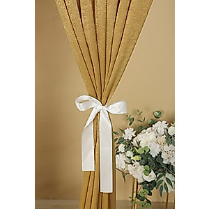Cytdkve 2 Panels 4.8 Feet x 10 Feet Deep Gold Velvet-Like Wedding Backdrop Curtain Drapes, Silky Soft Window Curtains Panels for Wedding Ceremony Birthday Party Decorations