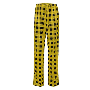 Yellow XL Wide Leg Cotton Pants for Women with Pockets Baggy Boho Pants Elastic Waistband Soft Pajamas Fall Winter Bufflo Plaid Women's Leggings Plus Size Fall Boho Flower Bottoms