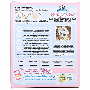 The Bear and The Rat Dog Cake | Cupcake Mix for Dogs, Bone Broth Flavor, 9 Ounce, Peanut Butter Frosting, Wheat Free, Gluten Free, Real Food Ingredients, Made in the USA, Birthday Dog