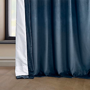 HPD Half Price Drapes Heritage Plush Velvet Curtains 96 Inches Long Room Darkening Curtains for Bedroom & Living Room 50W x 96L, (1 Panel), Avalon Blue