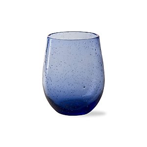 tag 16 oz. Bubble Glass Stemless Wine Drinkware Navy Dishwasher Safe Beverage Glassware for Dinner Party Wedding Resturant Navy