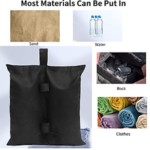 SLOWSNAIL 2-Pack Durable Sandbags for Canopy Tent 112 LBS - Double Pockets Series Weight Bags for Pop up Canopies, Sun Shelter, Gazebos, Carport - Black