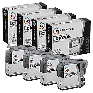 LD Products Compatible Ink Cartridge Replacement for Brother LC107BK Super High Yield (Black, 4-Pack)