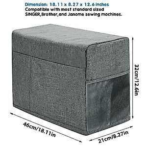 Boczif Sewing Machine Cover, Protective Cover with Essentials Storage Pockets, Sewing Machine Cover Dust Cover Compatible with Most Standard Singer Brother Machines and Accessories