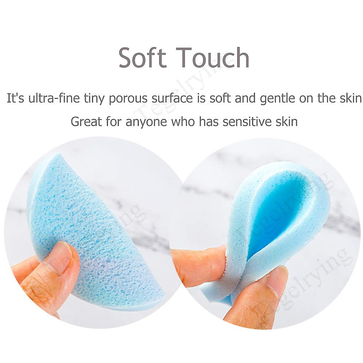 Facial Sponge Compressed,60 Pcs PVA Professional Makeup Removal Wash Round Face Sponges Spa Pads Exfoliating Cleansing for Women,Blue