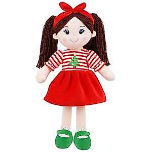June Garden 14" Snuggle Cuties Nora - Soft Cuddly Plush Doll Gift for Girls - Huggable Rag Doll - Christmas M