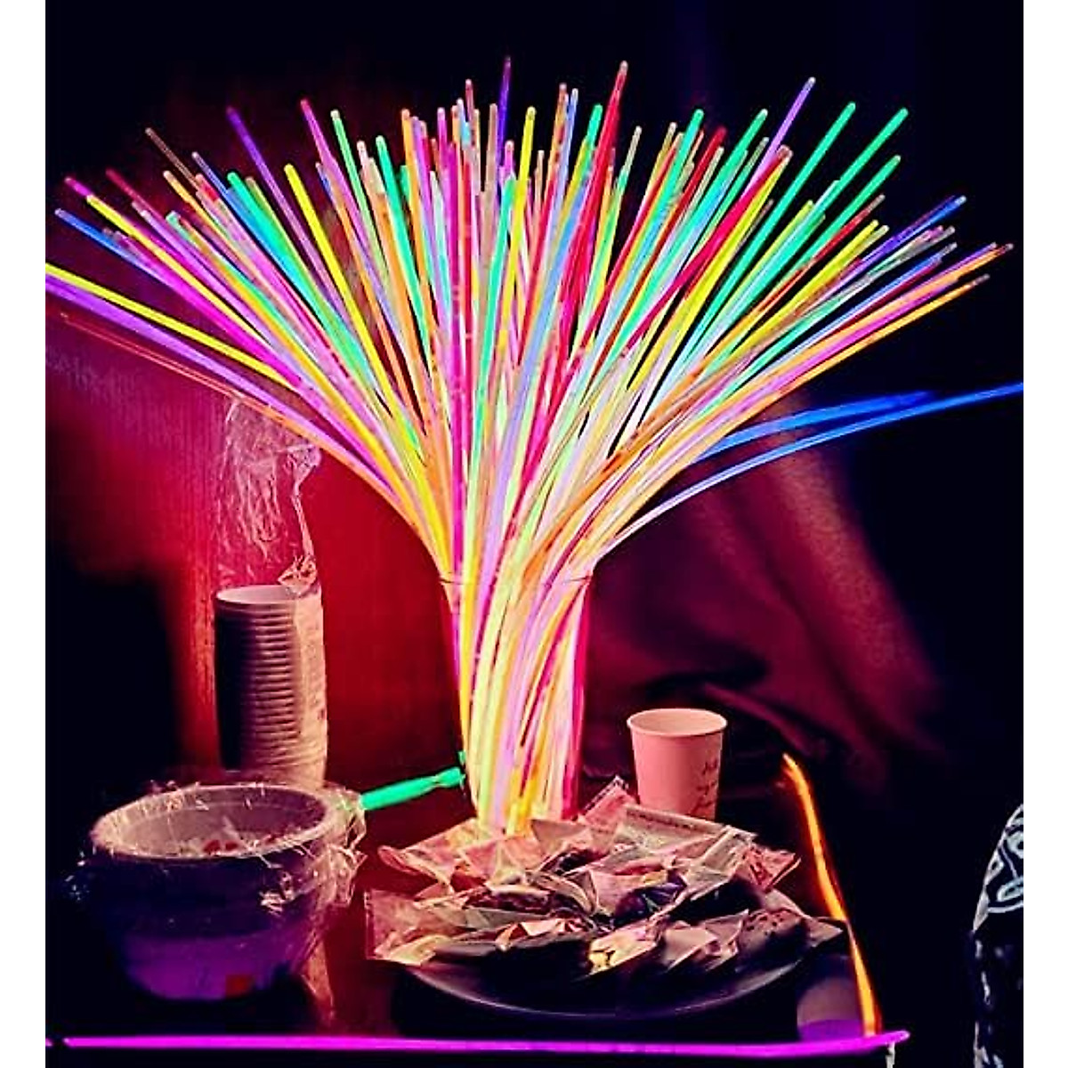 Glow Fever Glowsticks Bulk - 22” Glow Necklaces and Bracelets Party Pack Neon Light Sticks with Connectors - DIY Glowsticks for Concert, Wedding, & Birthday by Party Dragon - Pink, 100 ct