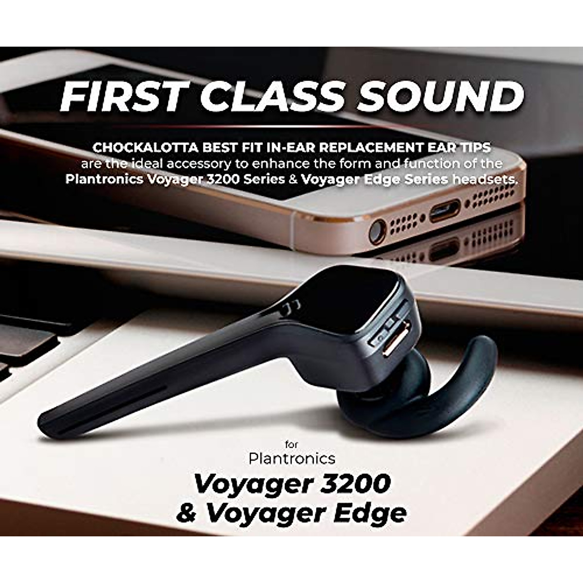 CHOCKALOTTA in-Ear Replacement Ear Tips Upgrade Compatible with Plantronics Poly Voyager 3200 / Edge (Fits Plantronics Explorer / Marque / Discovery / M Series Headsets) (Right Ear, Medium - 3pcs)