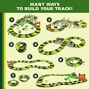 ToyVelt Dinosaur Toys Race Track Toy Set - Create A Dinosaur World Race 2021 Edition Dinosaur Playset Includes 3 Cars & Mega Ball and Container Gift for Boys & Girls Ages 3,4,5,6, Years Old and Up