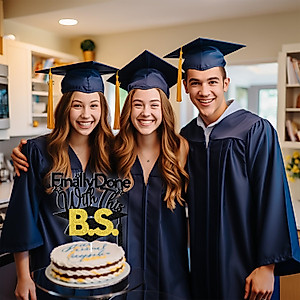 Finally Done With This B.S Cake Topper, Bachelor's Degree, Congrats College Graduation Party Decorations Supplies