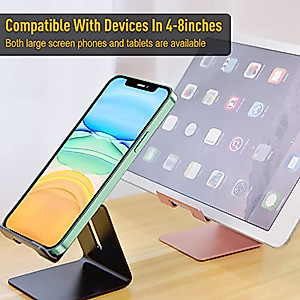 Cell Phone Stand,Desk Phone holder for Office, Home, Bed, School. Cute Desktop Facetime Phone Holder,Metal Phone Dock Cradle Compatible with Switch iPhone 14 13 12 11 iPad Mini, Tablet (Black)