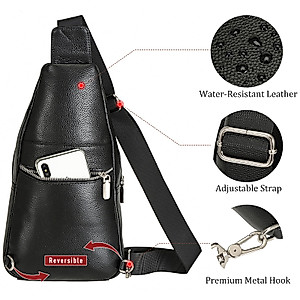 Polare Cowhide Leather Casual Sling Bag Anti Theft Chest Crossbody Shoulder Bags Waterproof Travel Daypack for Men