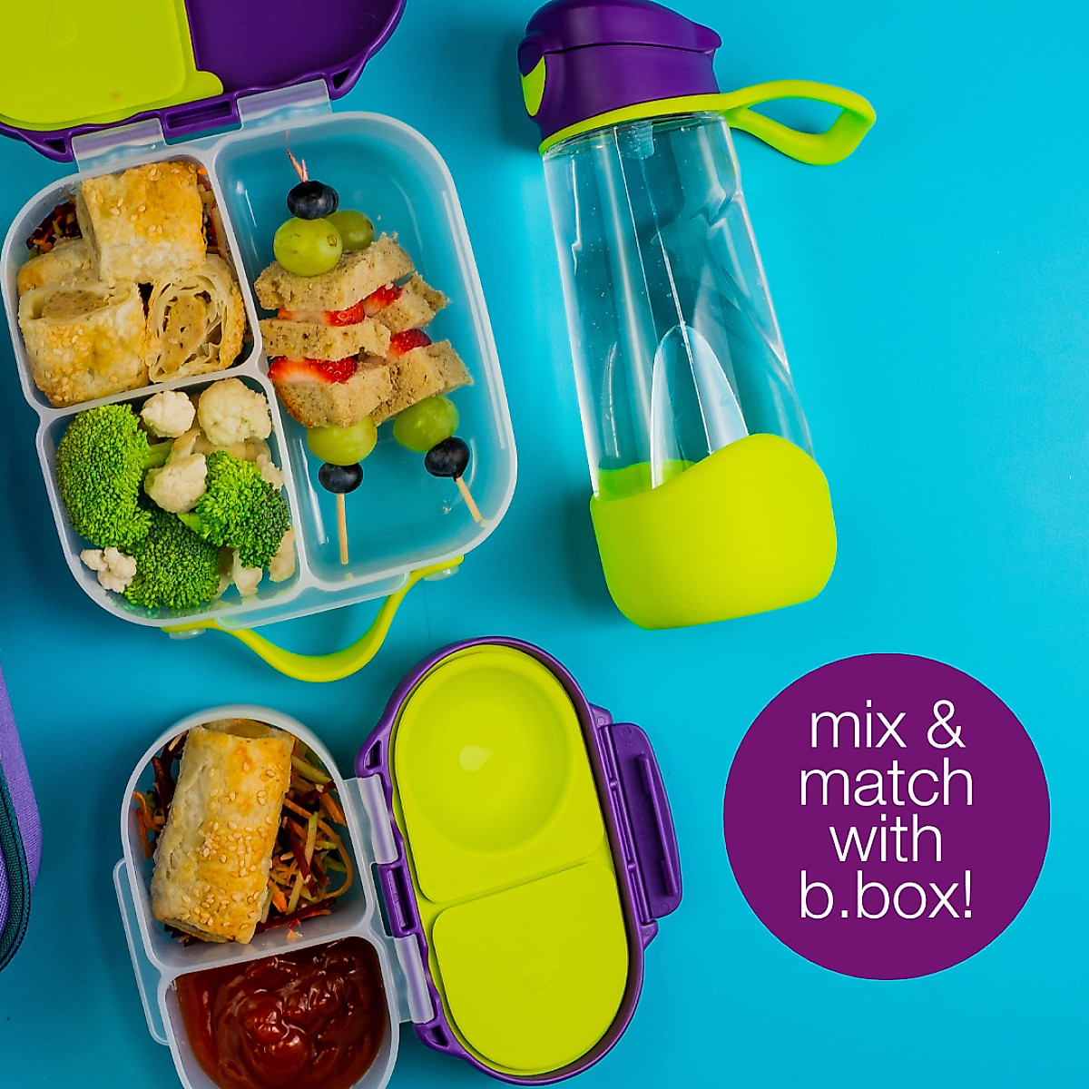 b.box 15oz Sport Spout Bottle: Kids Water Bottle with Durable Tritan. Silicone Spout with Flip Top Lid, Leak Proof, Spill Proof, BPA Free (Ocean Breeze, 15 oz)