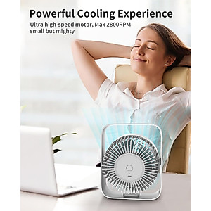 KONSIDEN Small Fan, 8 Inch USB Desk Fan, Quiet Office Fan, 4 Speed Winds, 360° Head Tilt, Detached Cover, Small Table Fan, Easy to Clean, Ideal for Bedroom, Office, Kitchen, Camping