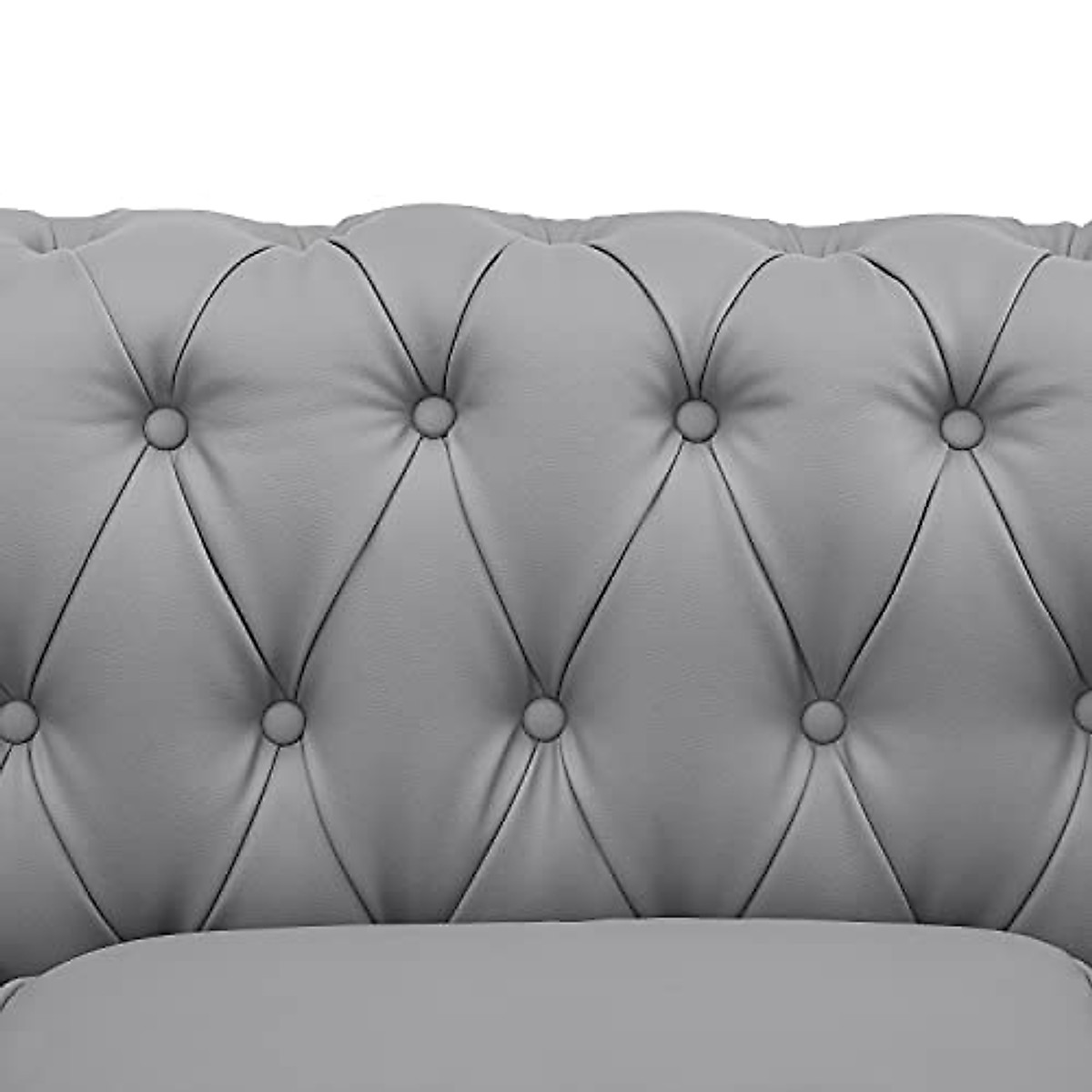 Naomi Home Emery Chesterfield Loveseat, Luxurious Comfort for Cozy Living Rooms, Mid-Century Modern Couch, Elegance & Serenity, 2-Seater Loveseat Couch for Small Space, Gray, PU Leather