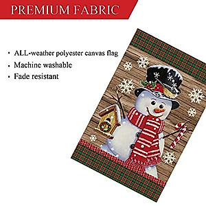 Tosewever Buffalo Plaid Christmas Snowman Garden Flag 12 x 18 Vertical Double Sided, Winter Decorations Snowflake Farmhouse Xmas Outdoor Holiday Burlap Small Yard Flag (12x18 inch)