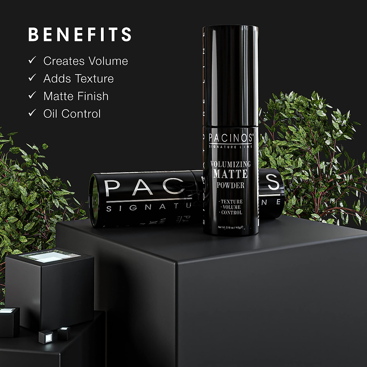 Pacinos Volumizing Matte Hair Powder - Adds Texture, Volume, Controls & Absorbs Excess Oil for Natural Finish, All Hair Types, 4.5 g.