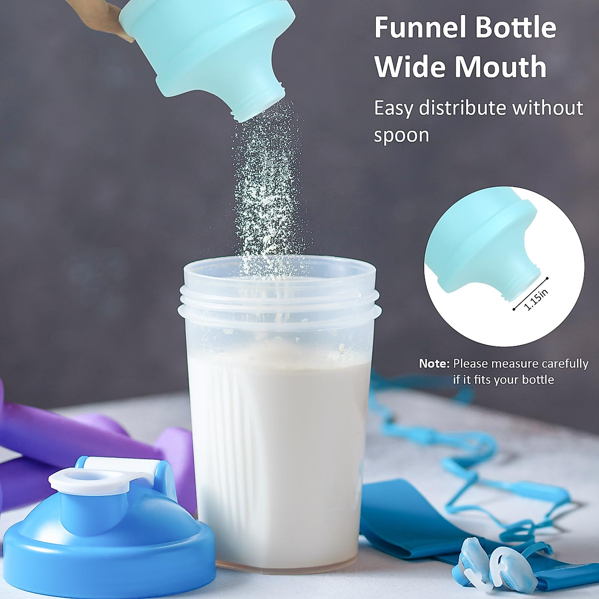 Boocalny 4 Pack Protein Powder Container, Formula Dispenser On The Go, 4 Stackable Protein Powder Dispenser with Funnels, Portable Keychain Protein Powder Container for Fitness Travel (Blue)