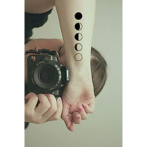 SanerLian Black Geometry Tree Tattoo Sticker Moon Phase Arrow Temporary Fake Tatoo Waterproof Men Women Arm Shoulder Back Body Art 13.8X4cm Set of 12 (SF031)