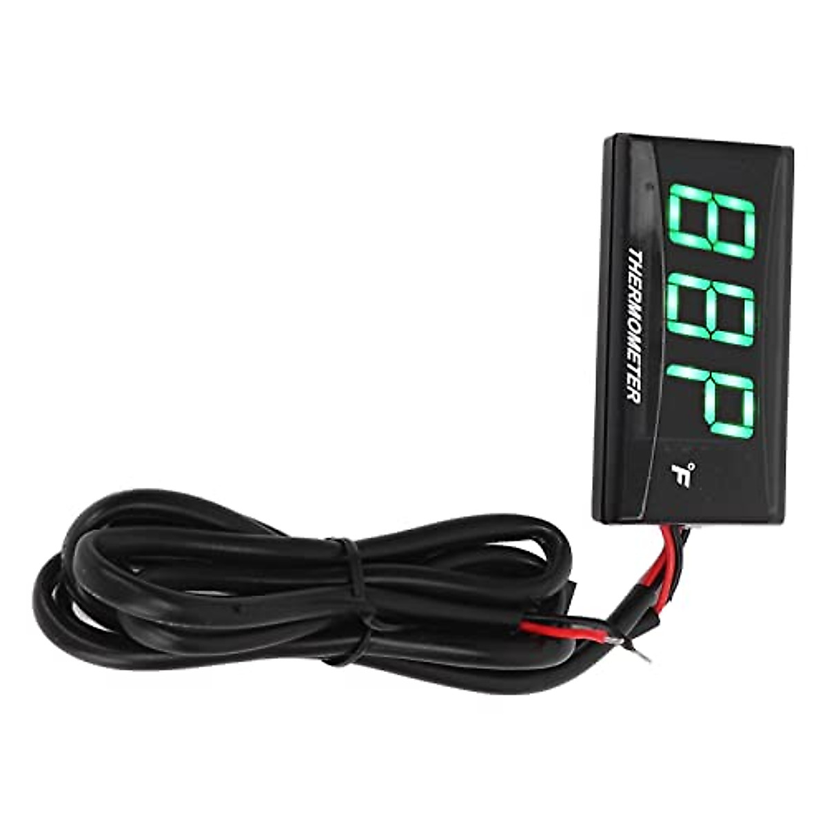 LCD Motorcycle Thermometer Ultra Thin Waterproof Water Temp Meter with 10MM Sparking Plug Adapter DC12V (Green)