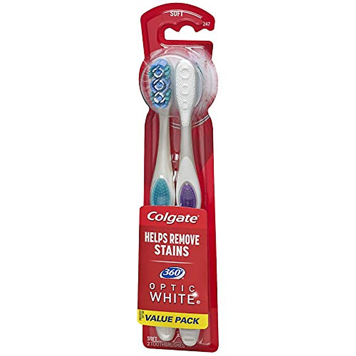 Colgate 360 Optic White Whitening Toothbrush, Soft - 2 Count