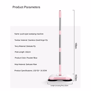 JUSTHENGGUANG Electric Brooms Smart Broom Robot Vacuum Cleaner Floor Home Kitchen Sweeper Mop Sweeping Machine Handle Household Mop For Cleaning Floors Cleaning utensils (Color : Pink within 6 pads)