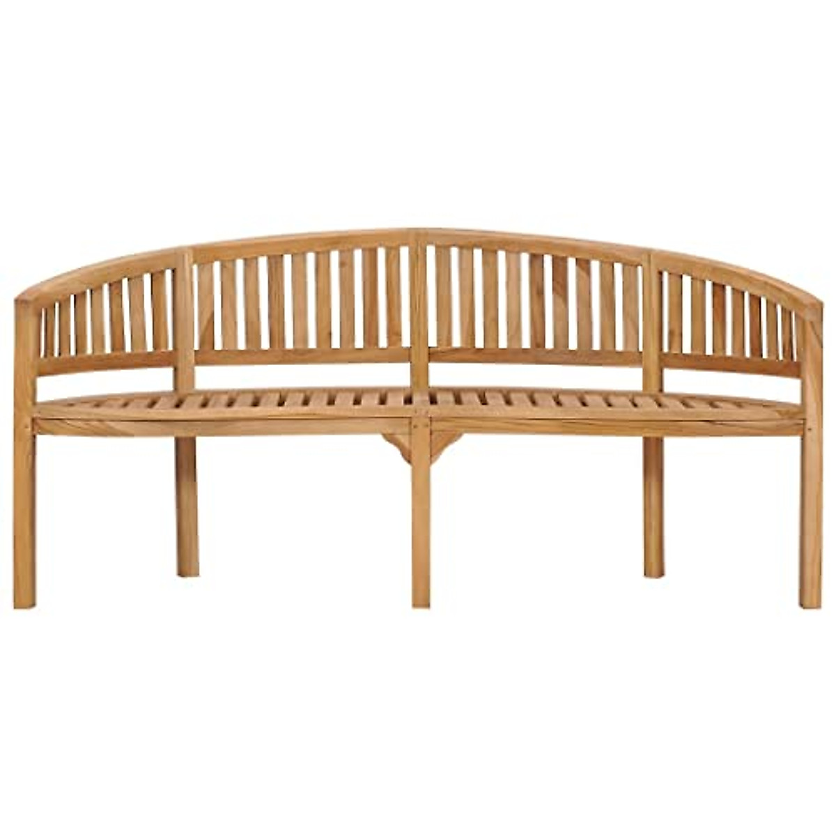 vidaXL Banana Bench, Outdoor Patio Banana Bench Loveseat with Armrest, Garden Bench for Yard Porch Entryway Lawn Poolside, Solid Wood Teak